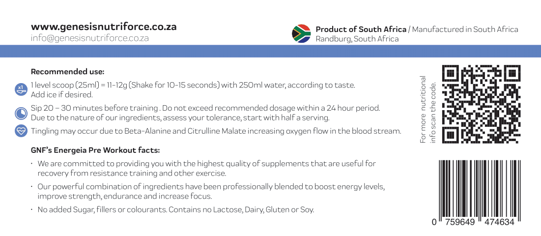 Energeia Pre Workout - Genesis Nutriforce